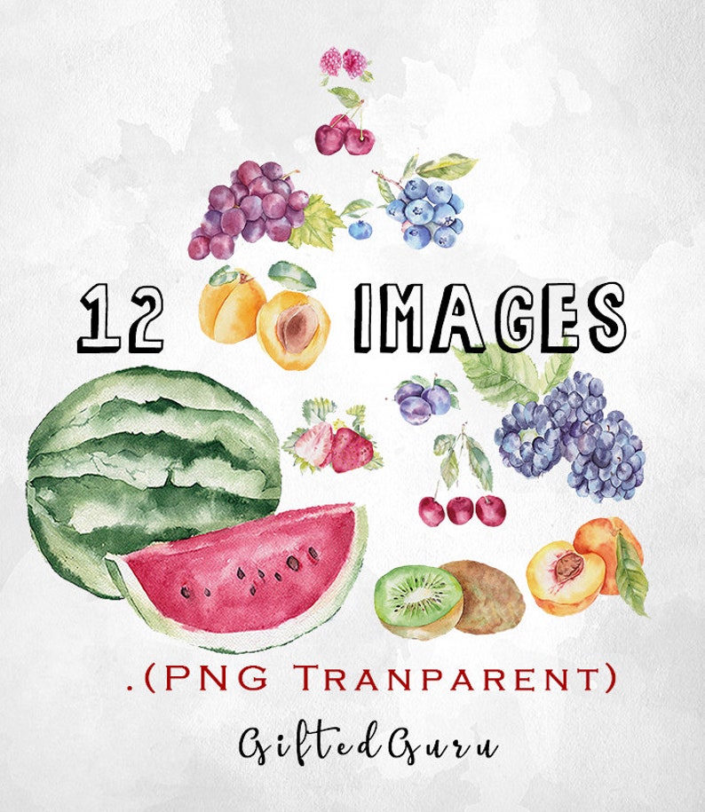 Watercolor Fruit Clipart, Watercolor Food Clipart, Watermelon Clipart ...