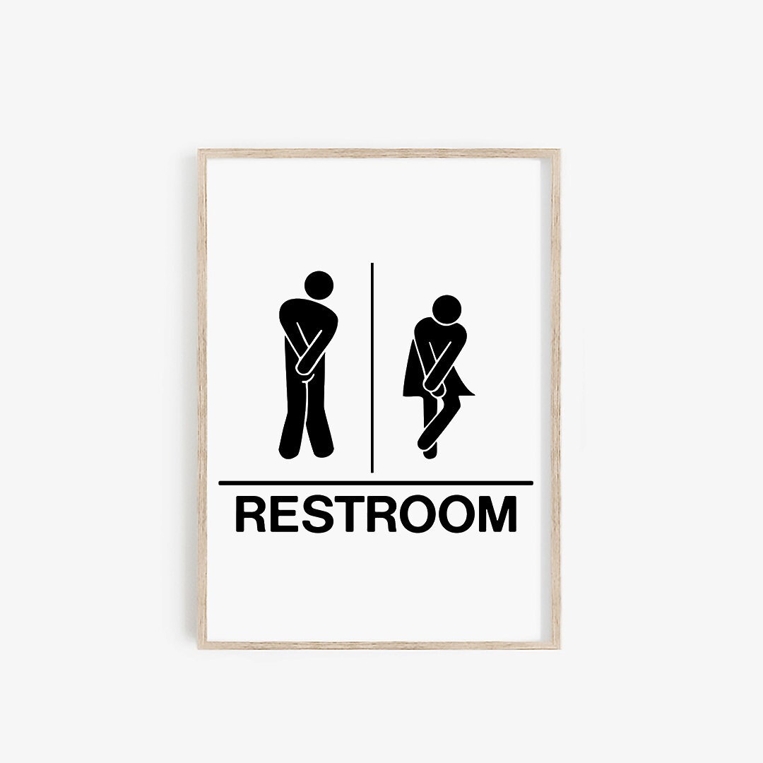 Mens Womens Funny Bathroom Sign • Restroom Bathroom Printable Decor ...