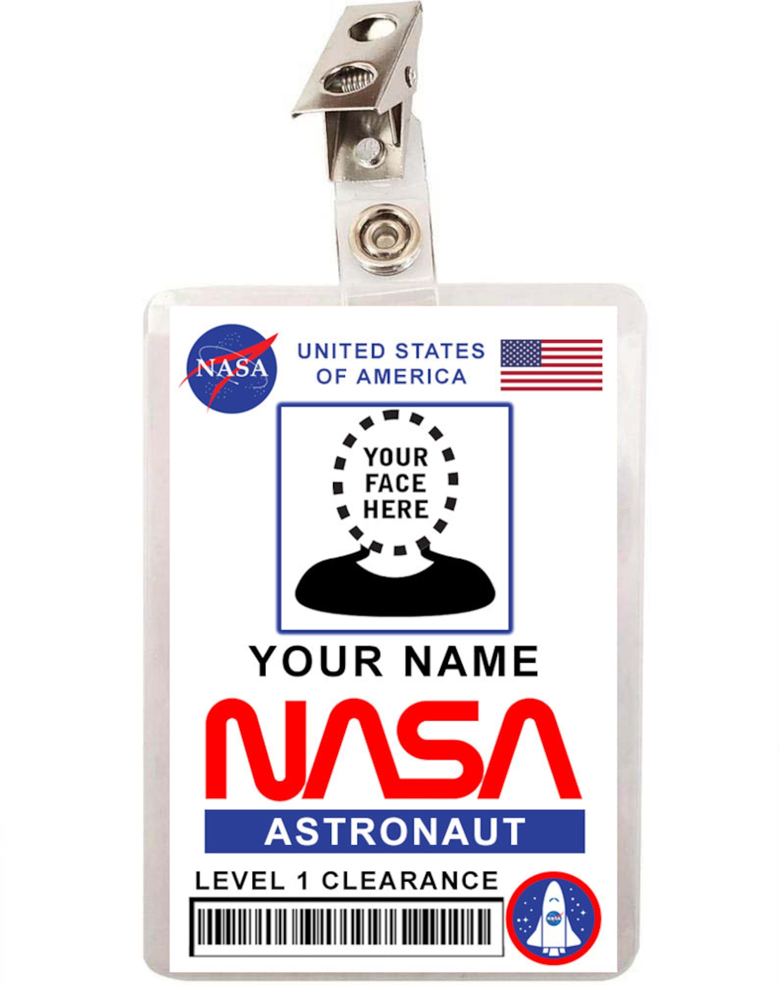 Custom NASA Astronaut ID Badge Costume Name Tag Prop Add Your - Etsy ...