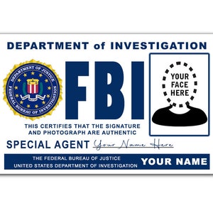 Licence FBI personnalisée Carte en plastique ID Movie Prop | Etsy France