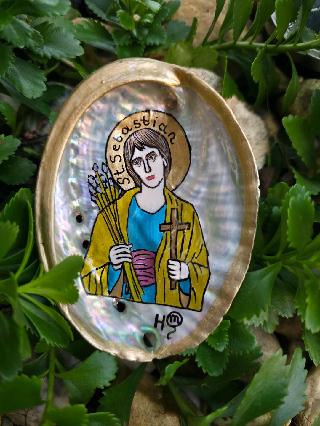 Handmade Saint Sebastian Abalone Shell: Spiritual Protection for ...