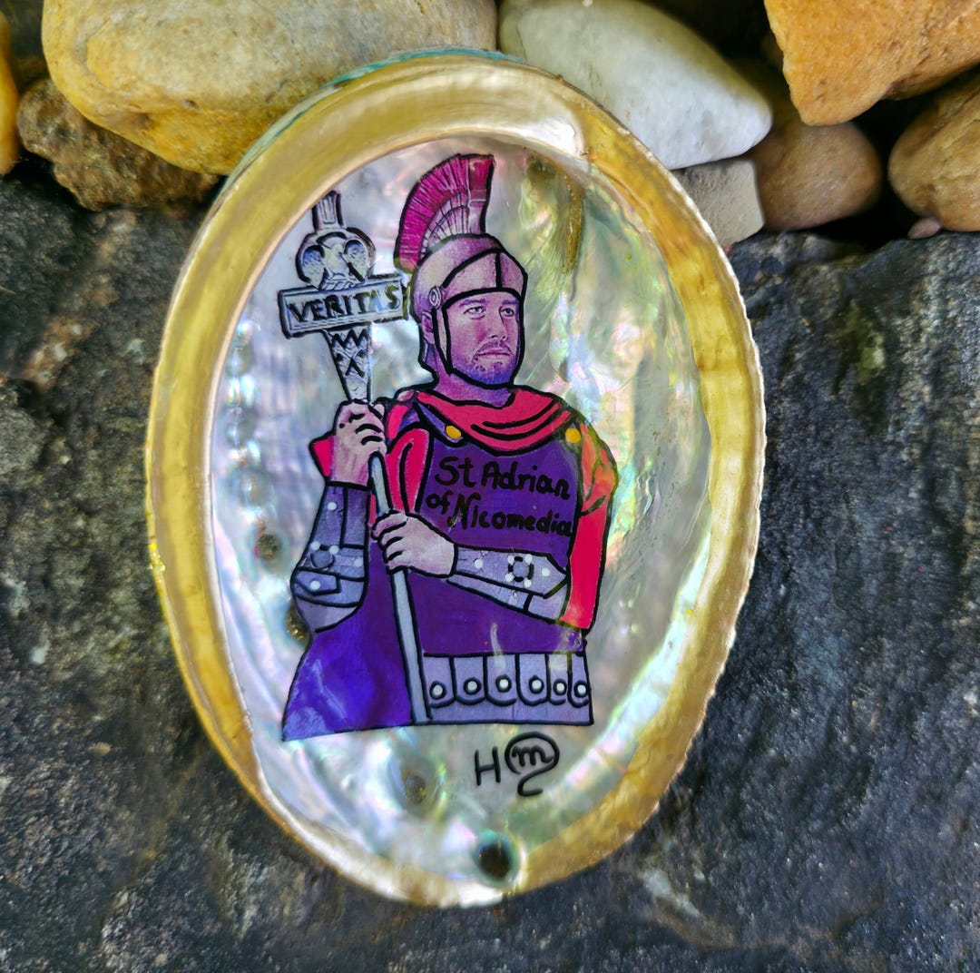 Saint Adrian of Nicomedia | Patron of Prison Guards | Abalone Shell Art ...