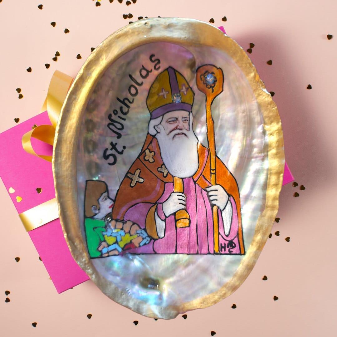 Handcrafted Abalone Shell Magnet Art: Saint Nicholas Painting - Etsy