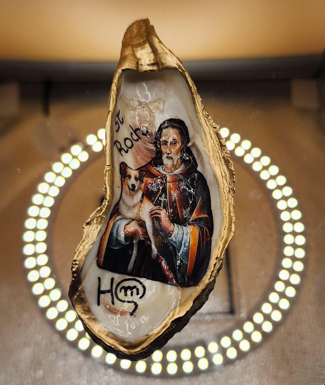 St. Roch Patron of Dogs Oyster Shell Art Religious Artwork and Beach ...