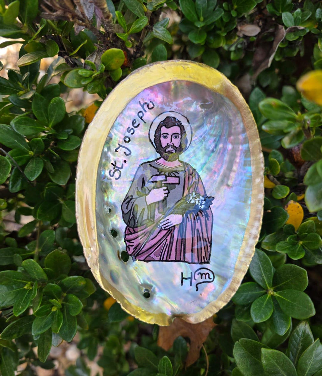 Saint Joseph, Patron Saint of Families, Fathers, Workers, Abalone Shell ...