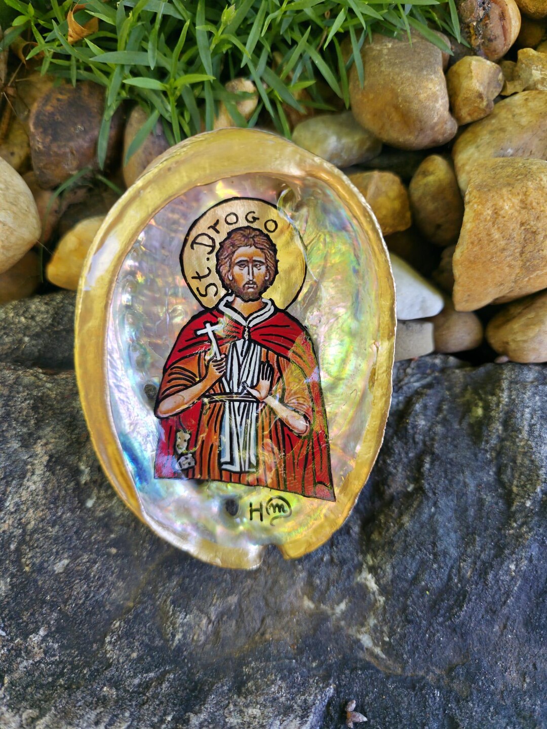 Saint Drogo Abalone Art: Catholic Gift for Expecting Mothers - Etsy