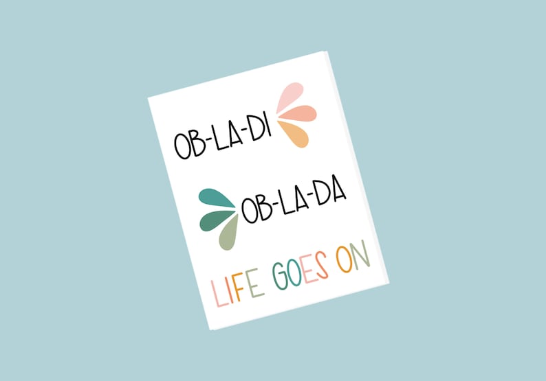 The Beatles “ob-la-di, Ob-la-da” Lyrics Card— “song for a Friend ...