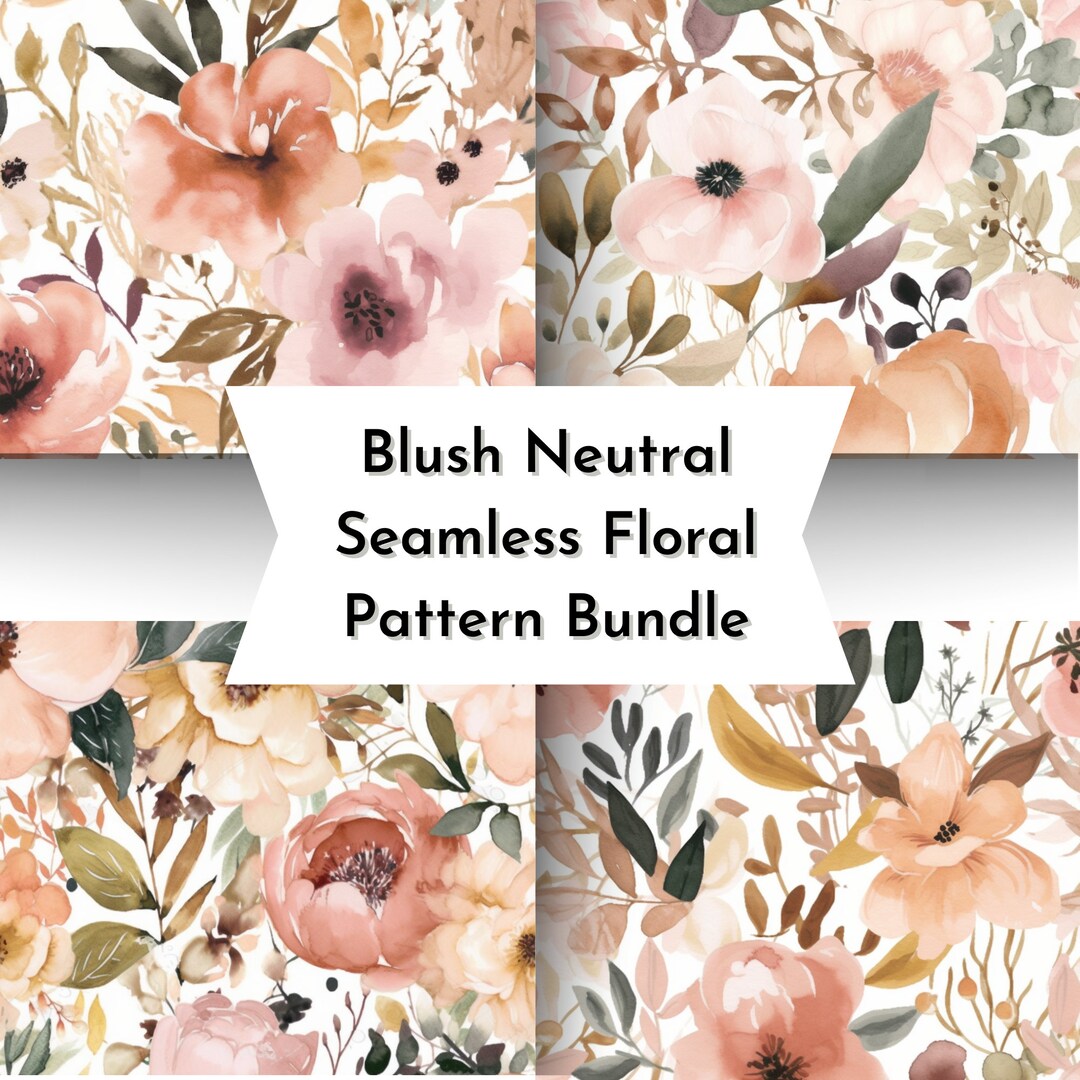 Rustic Blush and Neutral Floral Digital Paper Pack: Seamless Patterns ...