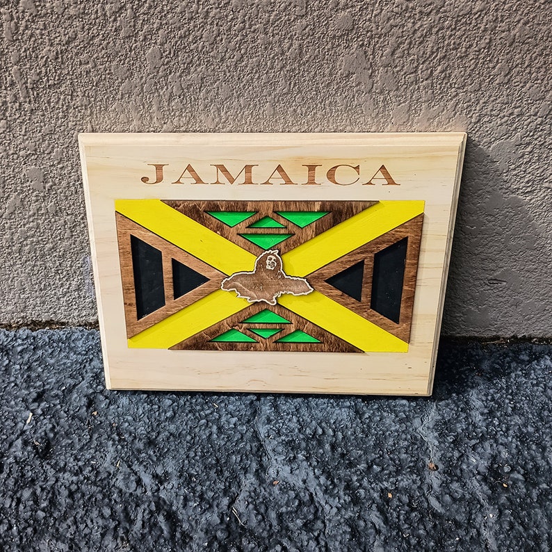 Jamaica Homemade and Engraved Flag - Etsy