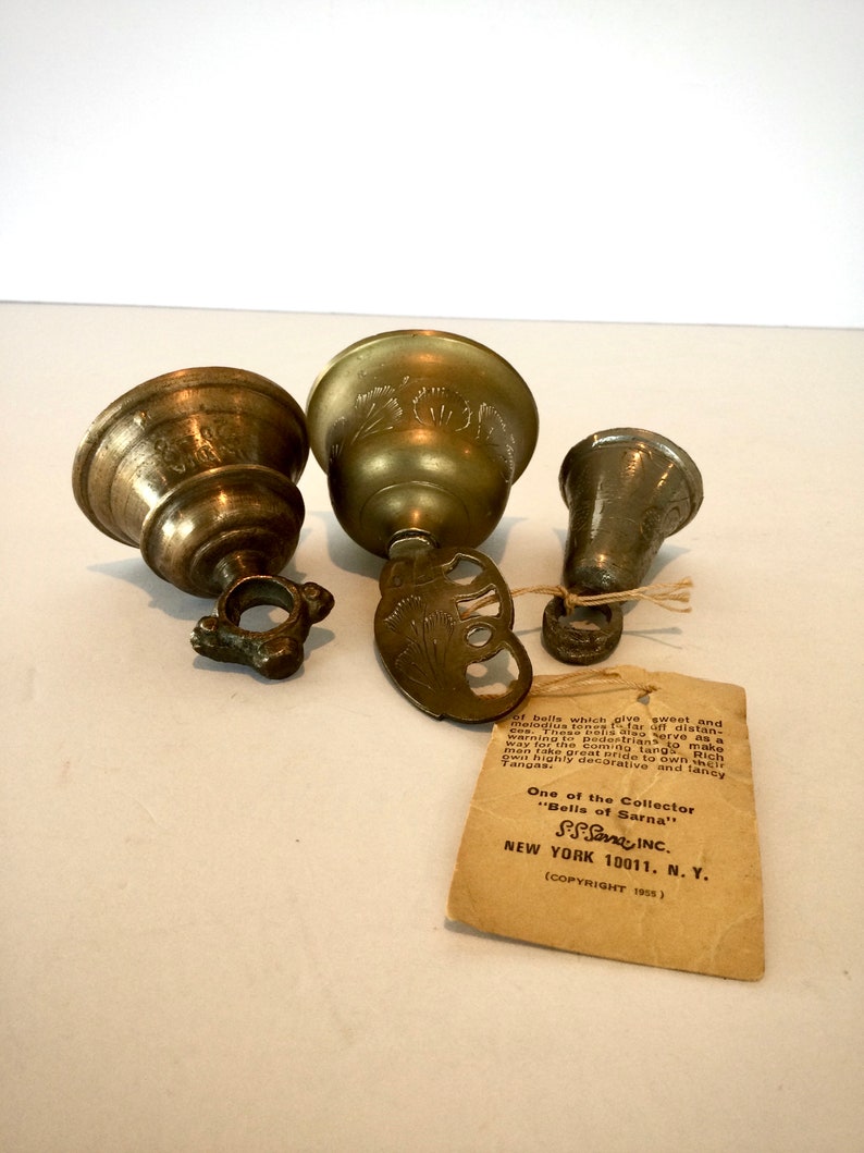 Vintage Set of Three Solid Brass Engraved Decorative Bells. - Etsy