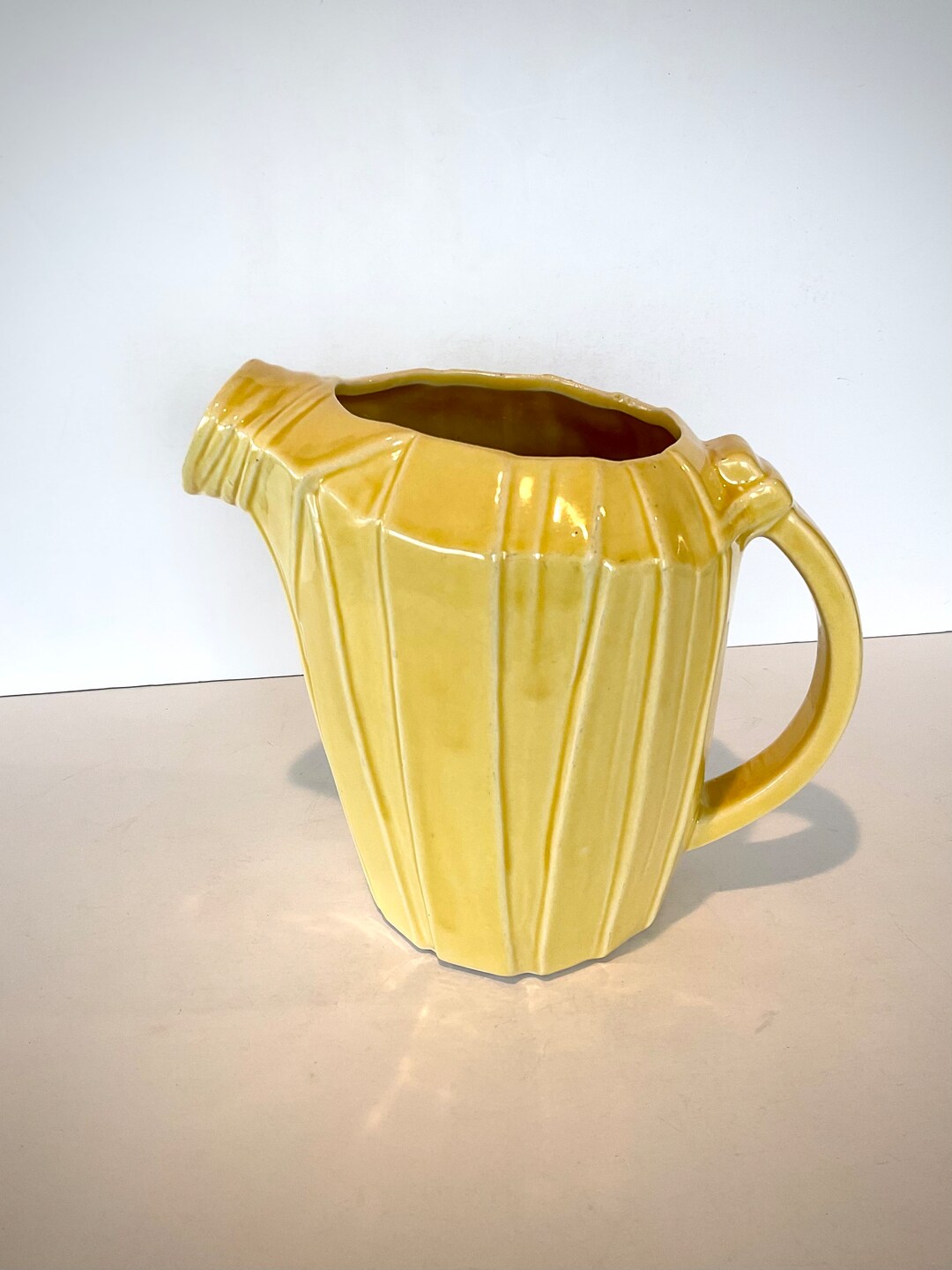 Vintage Yellow Leaf Wrapped Patterned Mccoy Pitcher. Made in USA. - Etsy