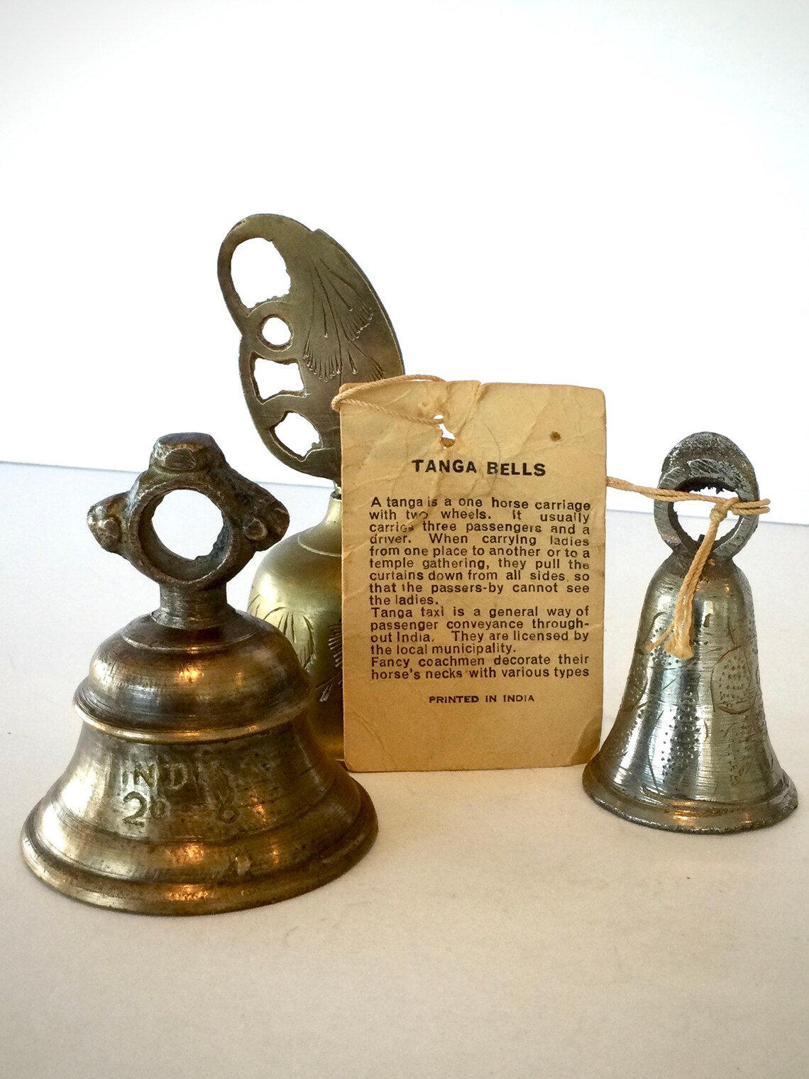 Vintage Set of Three Solid Brass Engraved Decorative Bells. | Etsy