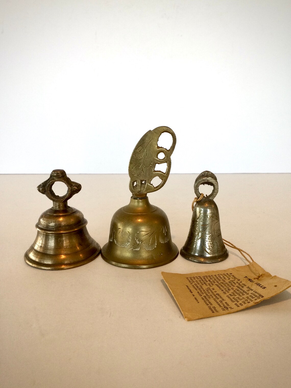 Vintage Set of Three Solid Brass Engraved Decorative Bells. - Etsy