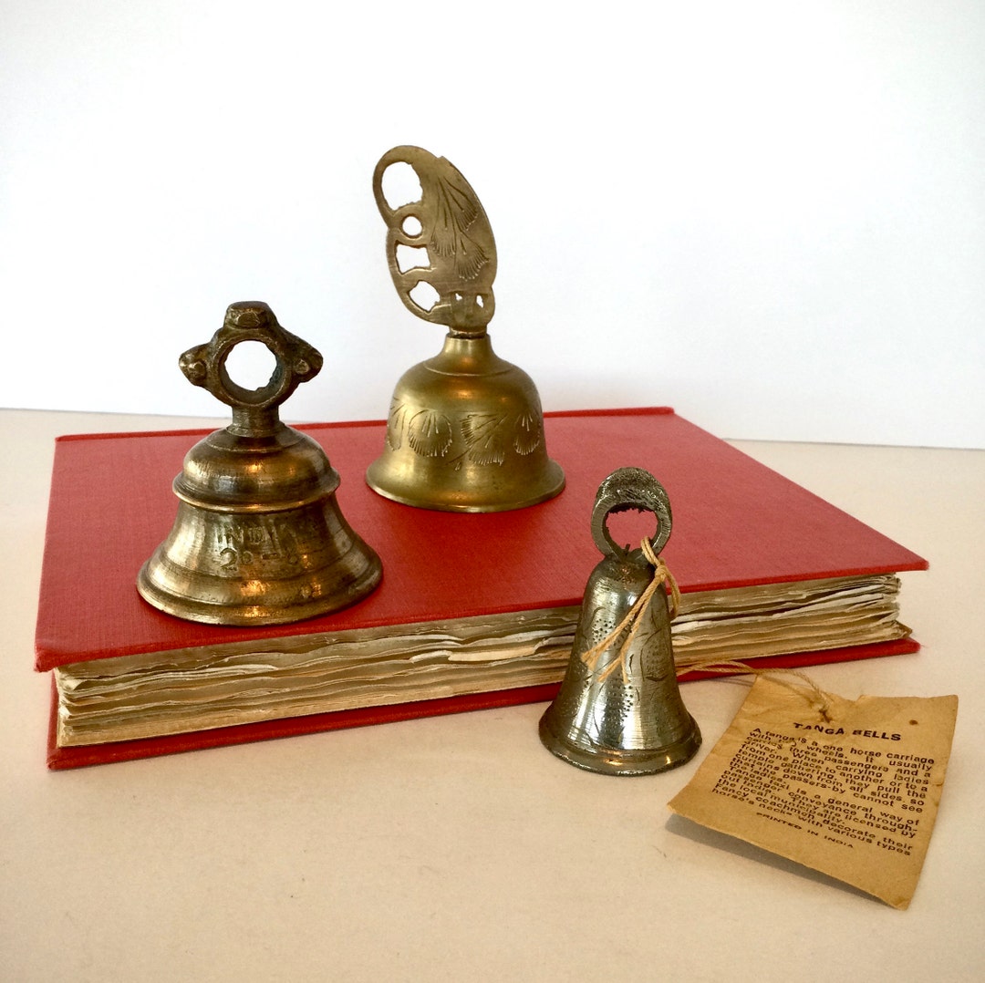 Vintage Set of Three Solid Brass Engraved Decorative Bells. Made in ...