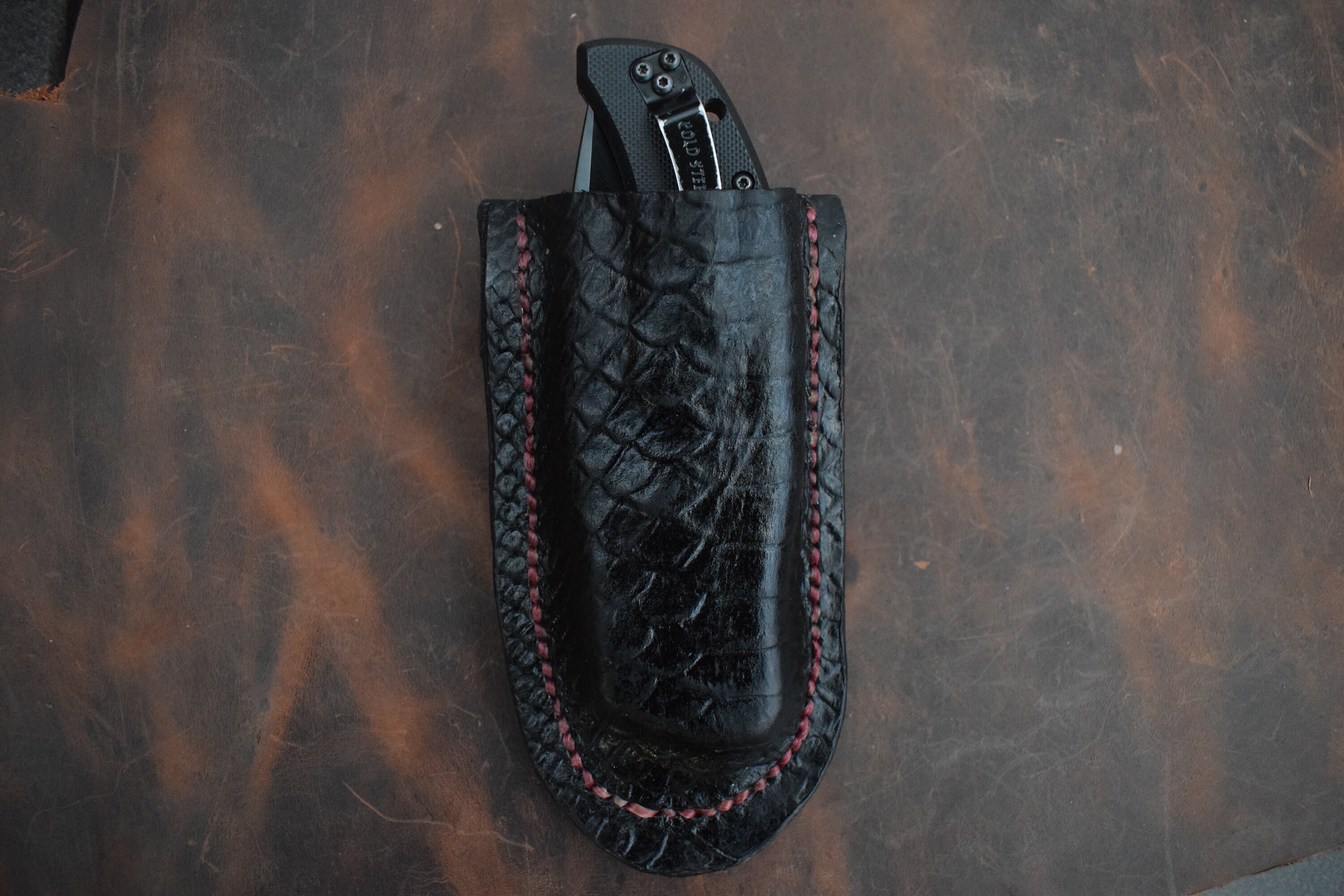 Coldsteel Recon 1 Custom Leather Sheath Midnight Shadow Black Python ...