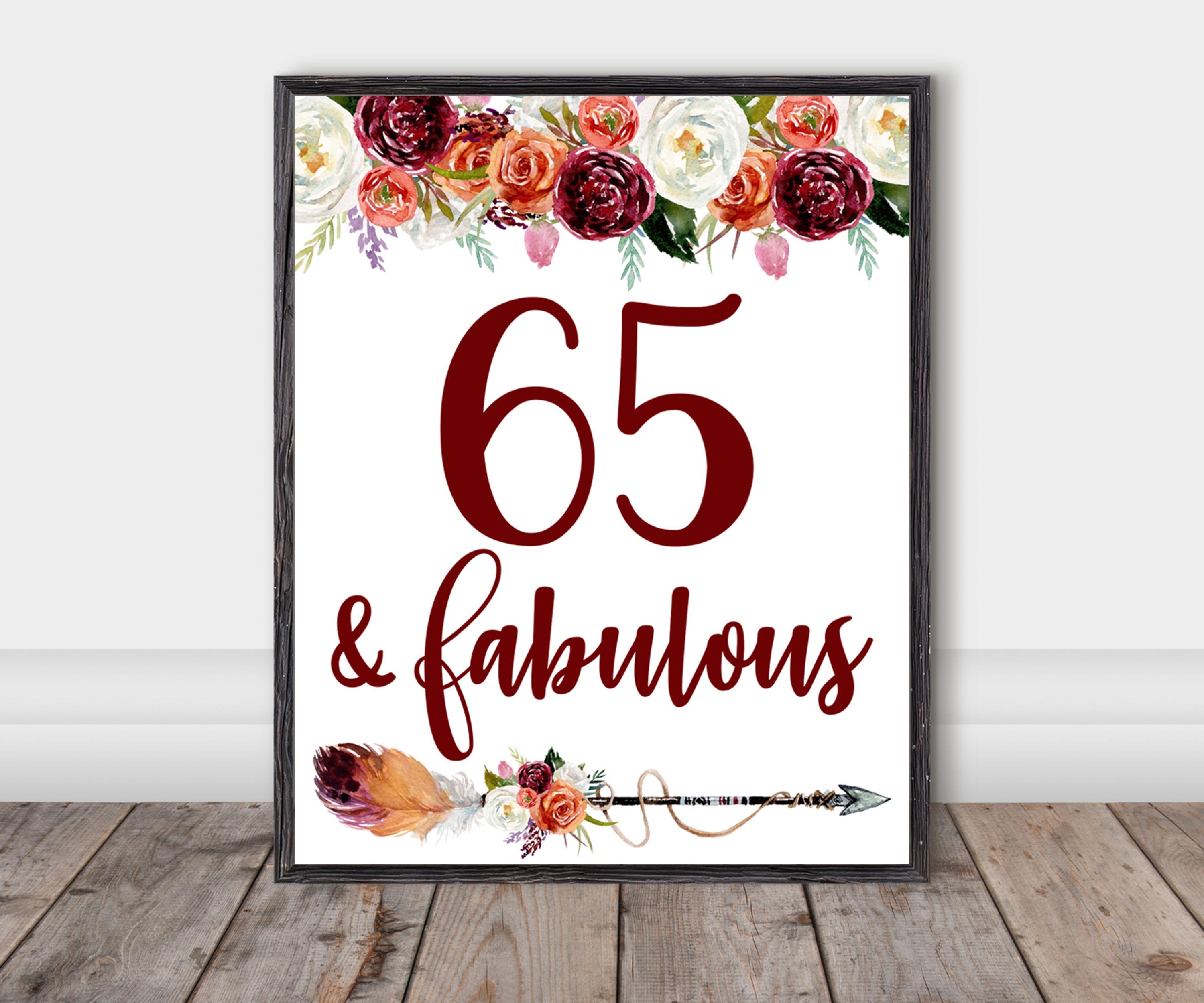 65 & Fabulous 65th Birthday Banner Happy 65th Birthday Sign | Etsy