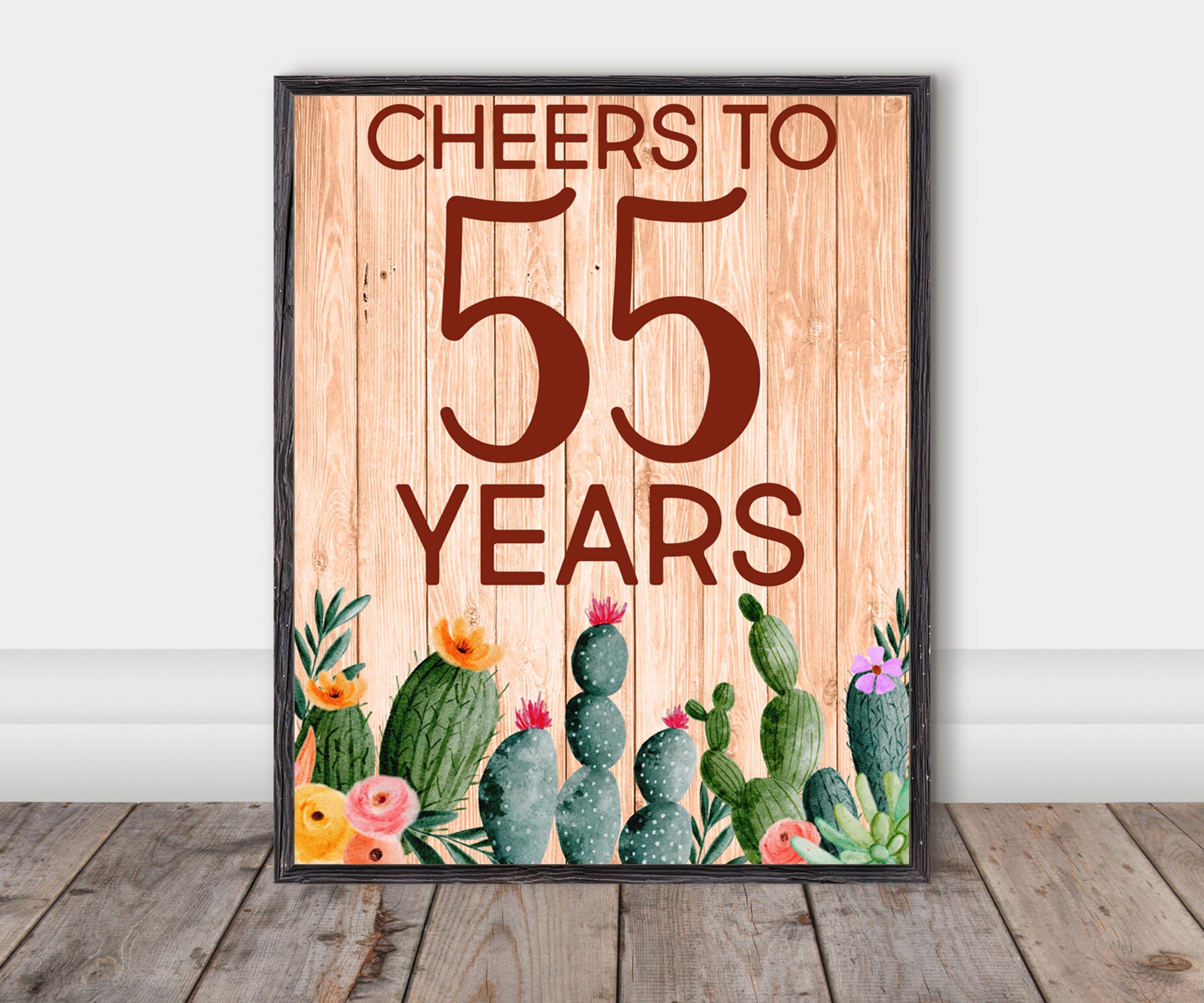 55th Anniversary Sign Cheers to 55 Years Happy Birthday | Etsy
