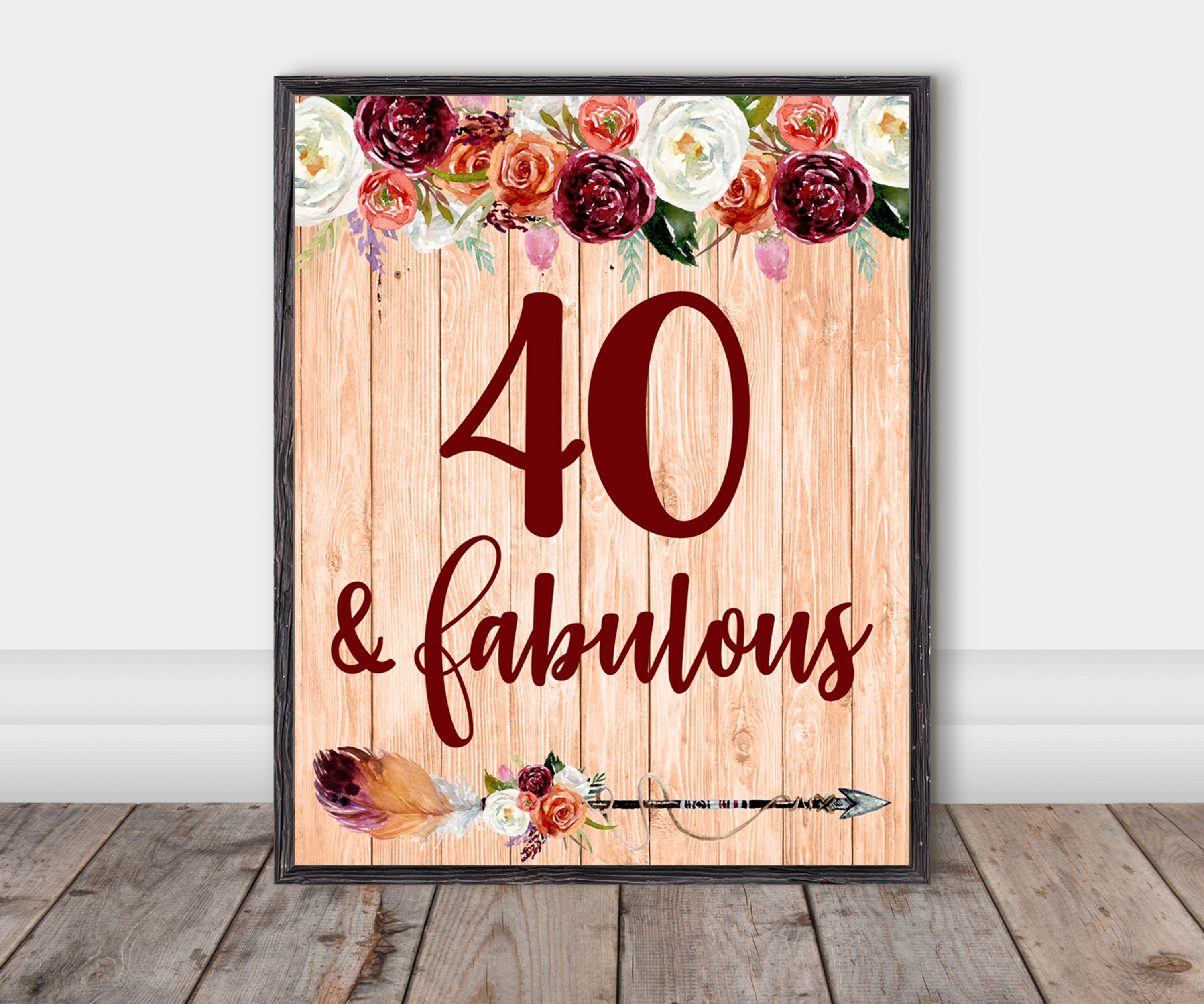 40 & Fabulous 40th Birthday Banner Happy 40th Birthday Sign | Etsy