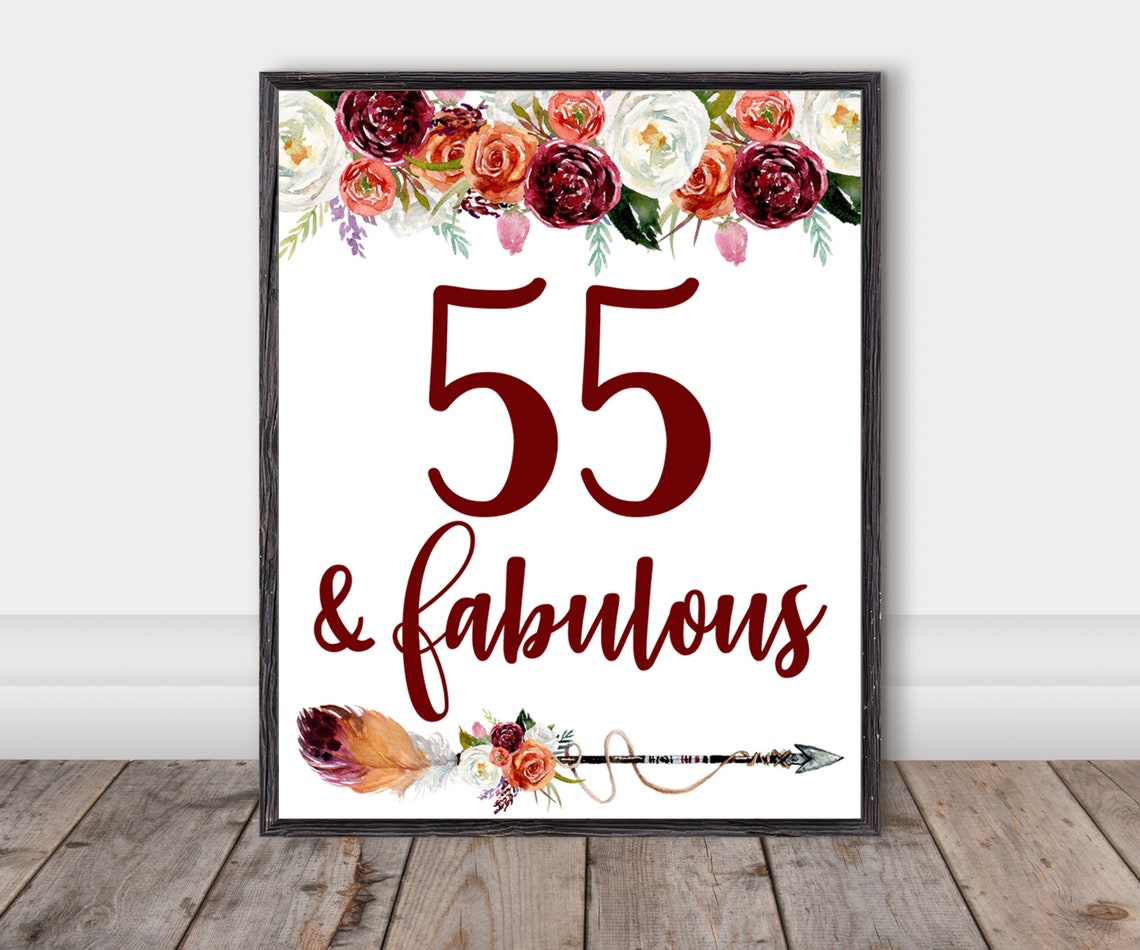 55 And Fabulous 55th Birthday Banner Happy 55th Birthday Sign Etsy
