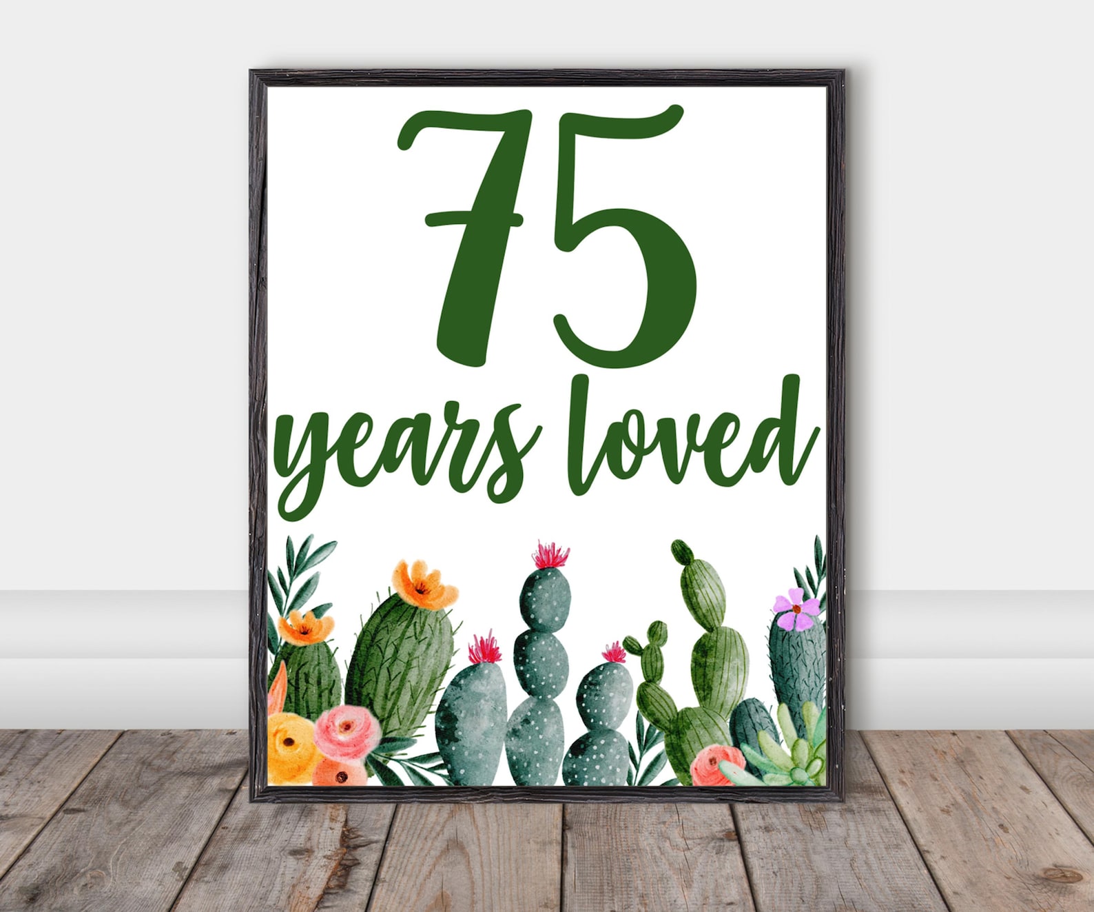 75th Birthday Sign Printable 75 Years Loved Sign Happy 75th | Etsy