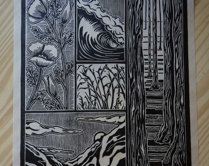 Redwood Tree Linocut Print - Etsy Australia