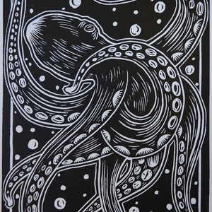 Octopus Block Print, Original Linocut, Ocean Print, Ocean Art, Octopus ...