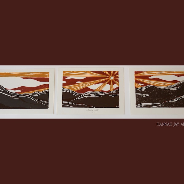 Mountain Linocut - Etsy