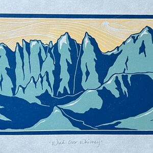 Mount Whitney Print, California Block Print, Linocut Print, Handmade ...