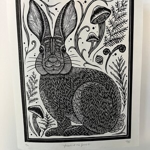 Rabbit Block Print, Linocut Print, Nursery Print, Handmade Prints ...