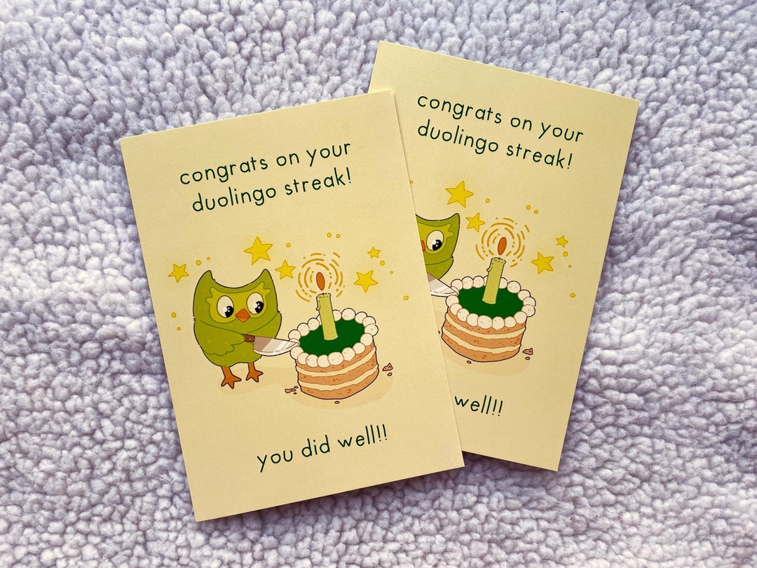 Duolingo Streak Card - Etsy