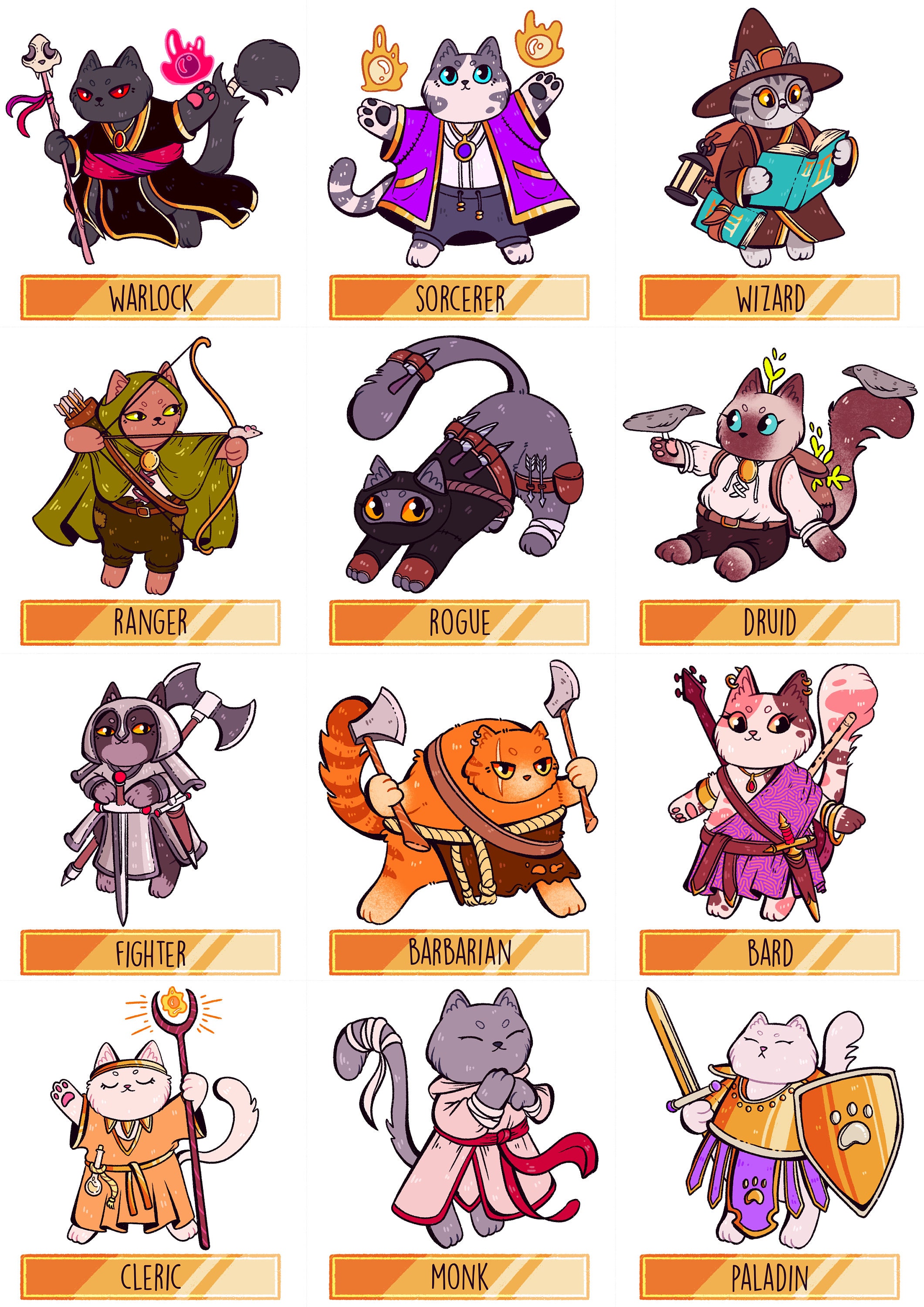 Dnd Cats Sticker | Etsy