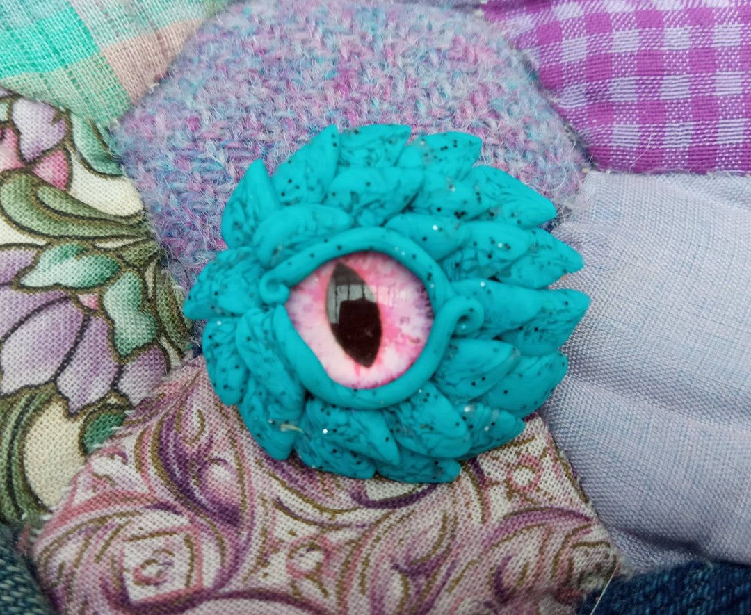 Needleminder Turquoise Stone Dragon Eye. Handmade Polymer Clay. - Etsy