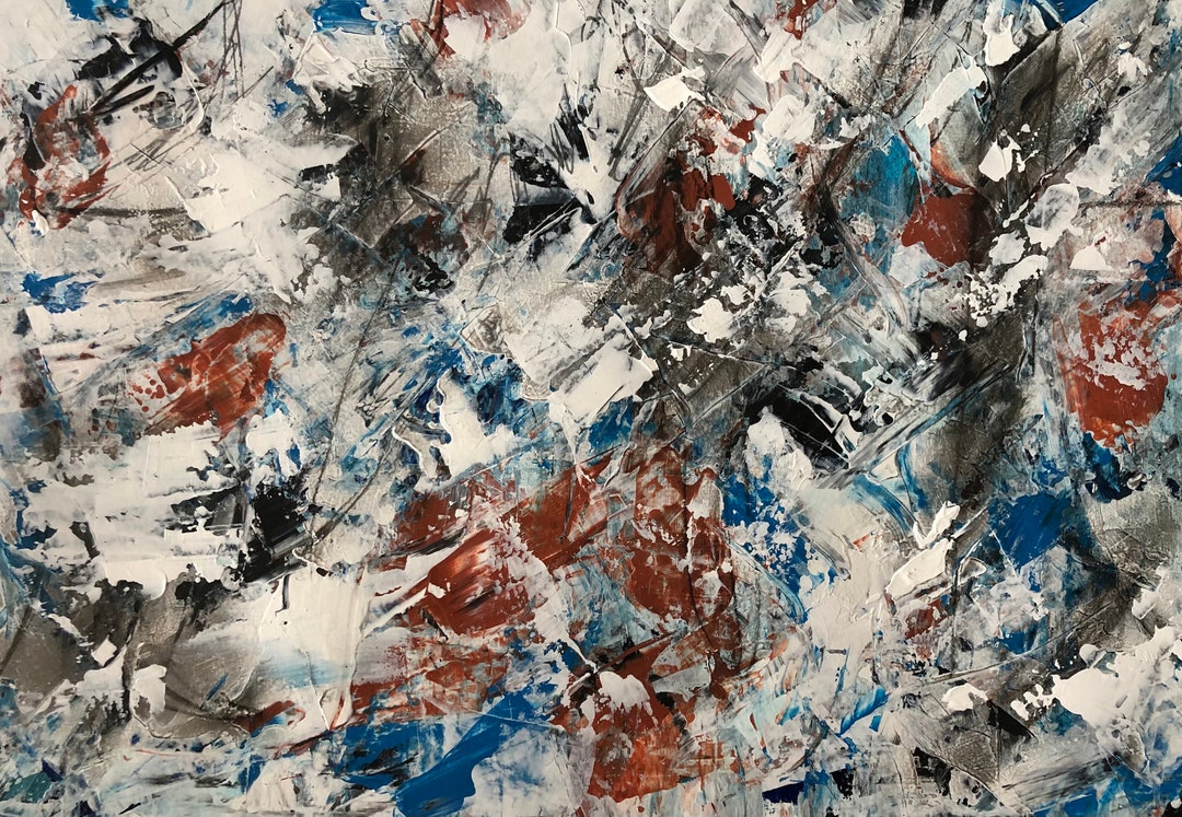 Title Dear Son, Abstract Art Original on 300gram Paper. Blues, Browns ...