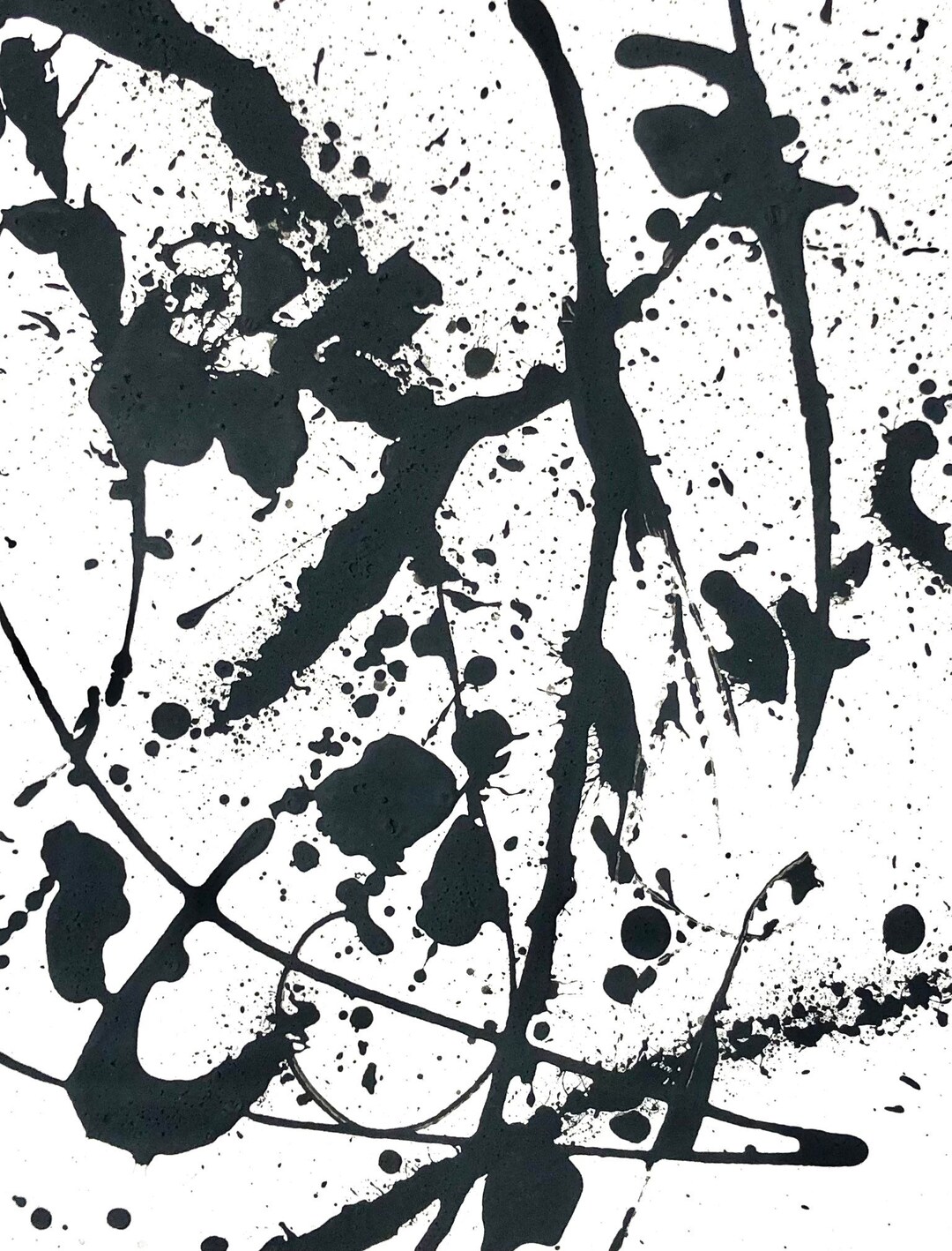 Black Splat Painting,modern Abstract Painting on Paper Unframed, Unique ...