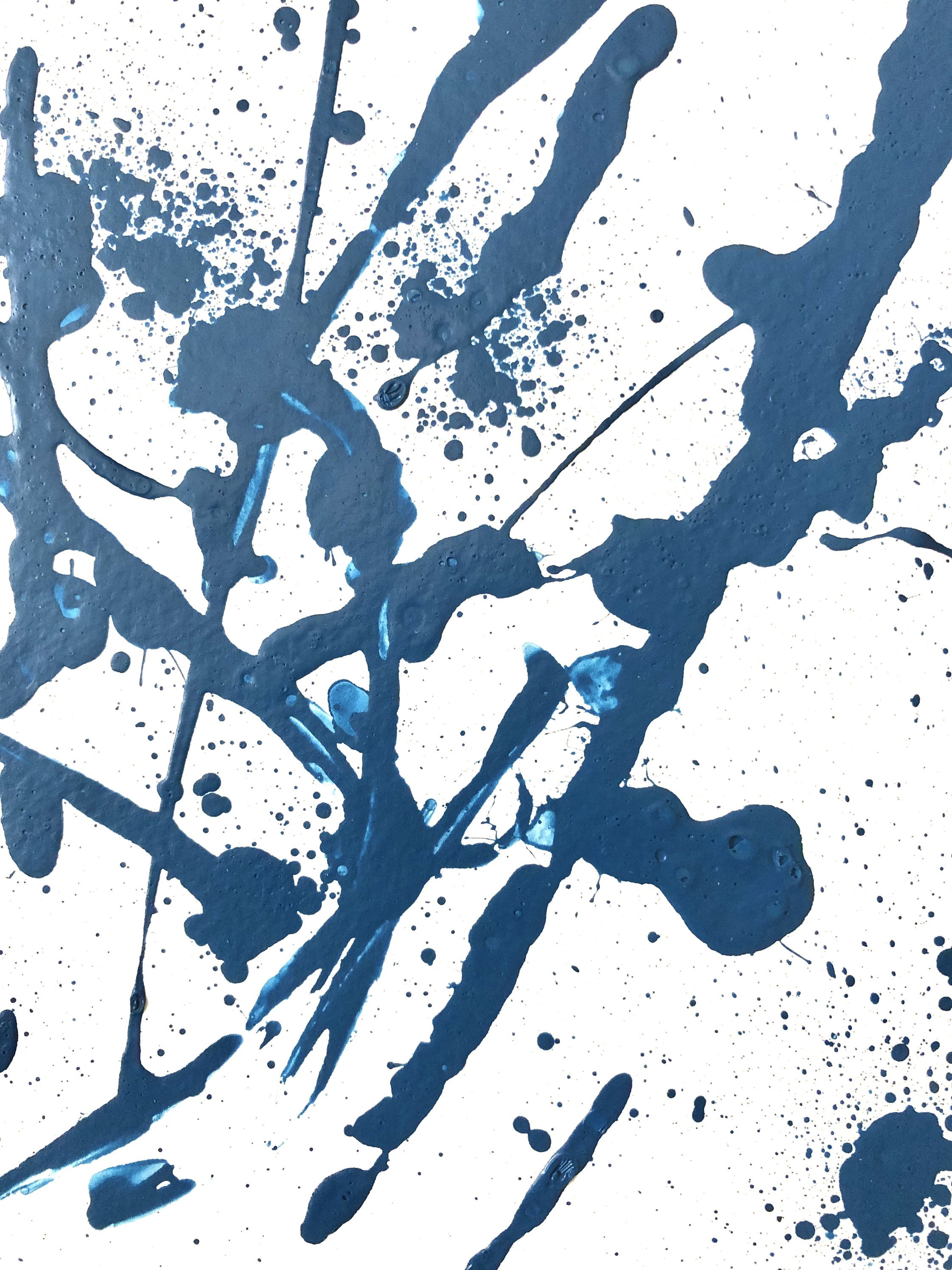 Blue Splat Painting,modern Abstract Painting on Paper Unframed, Unique ...