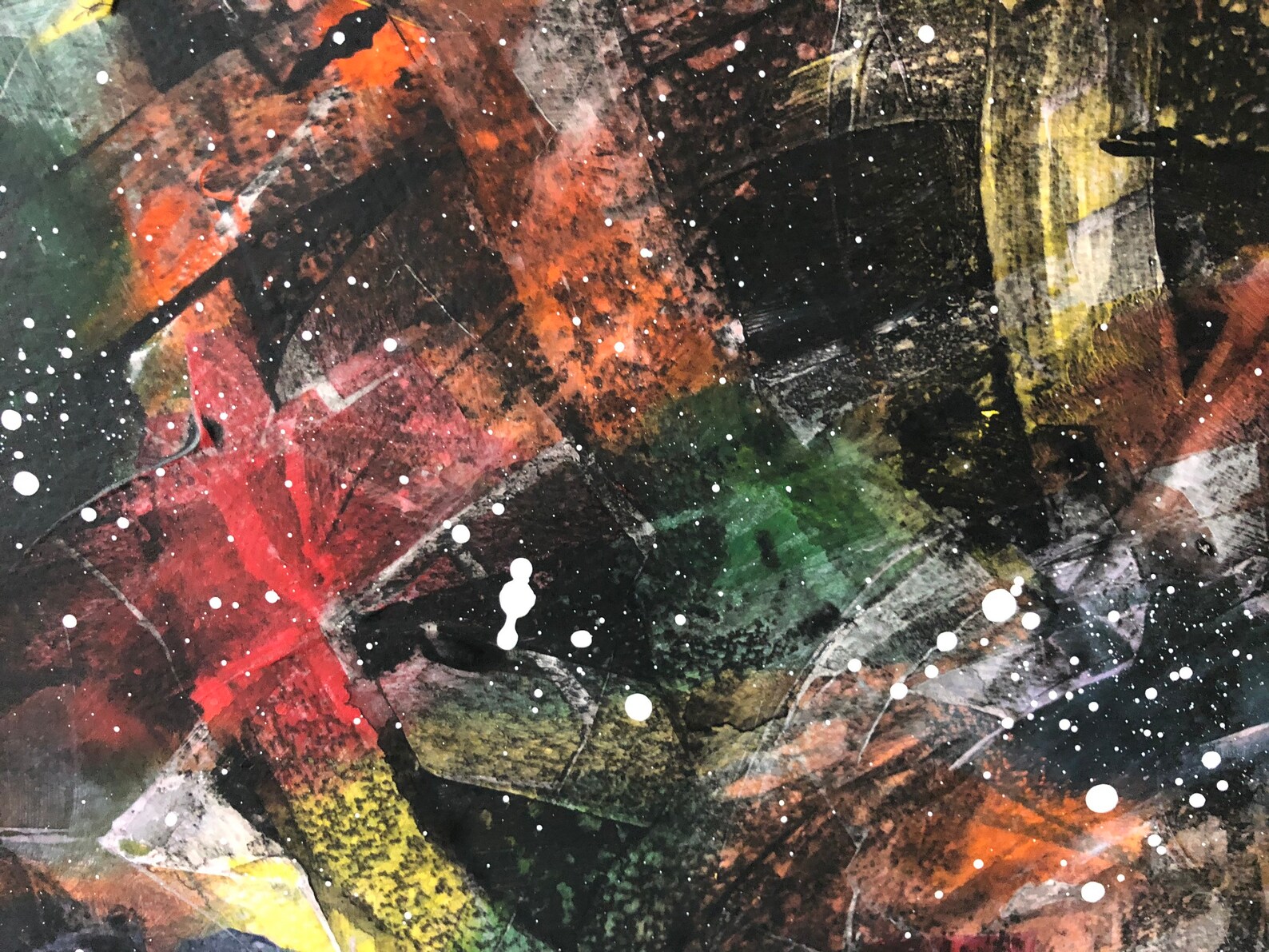 Dark but Colourful Abstract Painting on Paper, Expressionism Painting ...