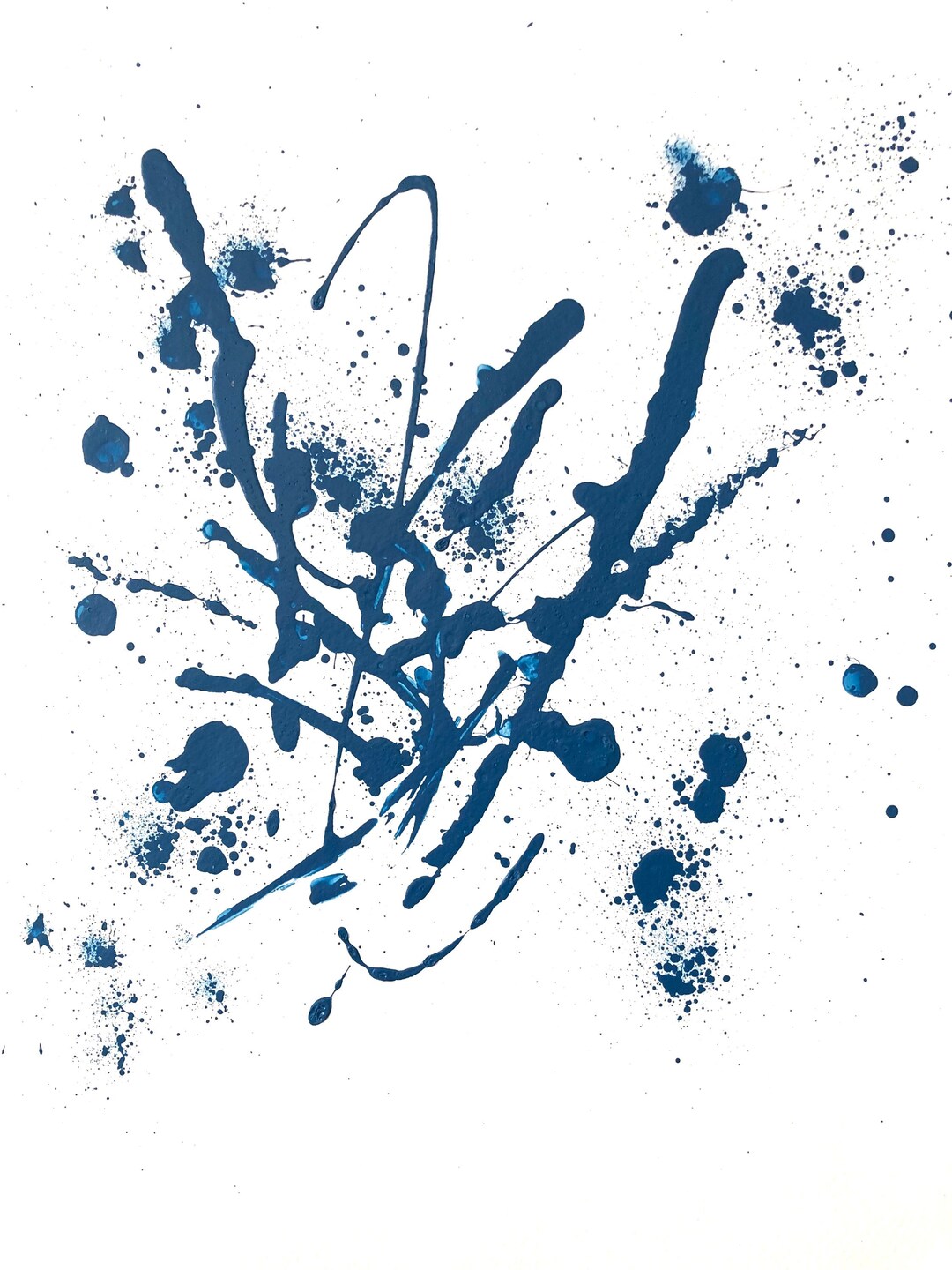 Blue Splat Painting,modern Abstract Painting on Paper Unframed, Unique ...