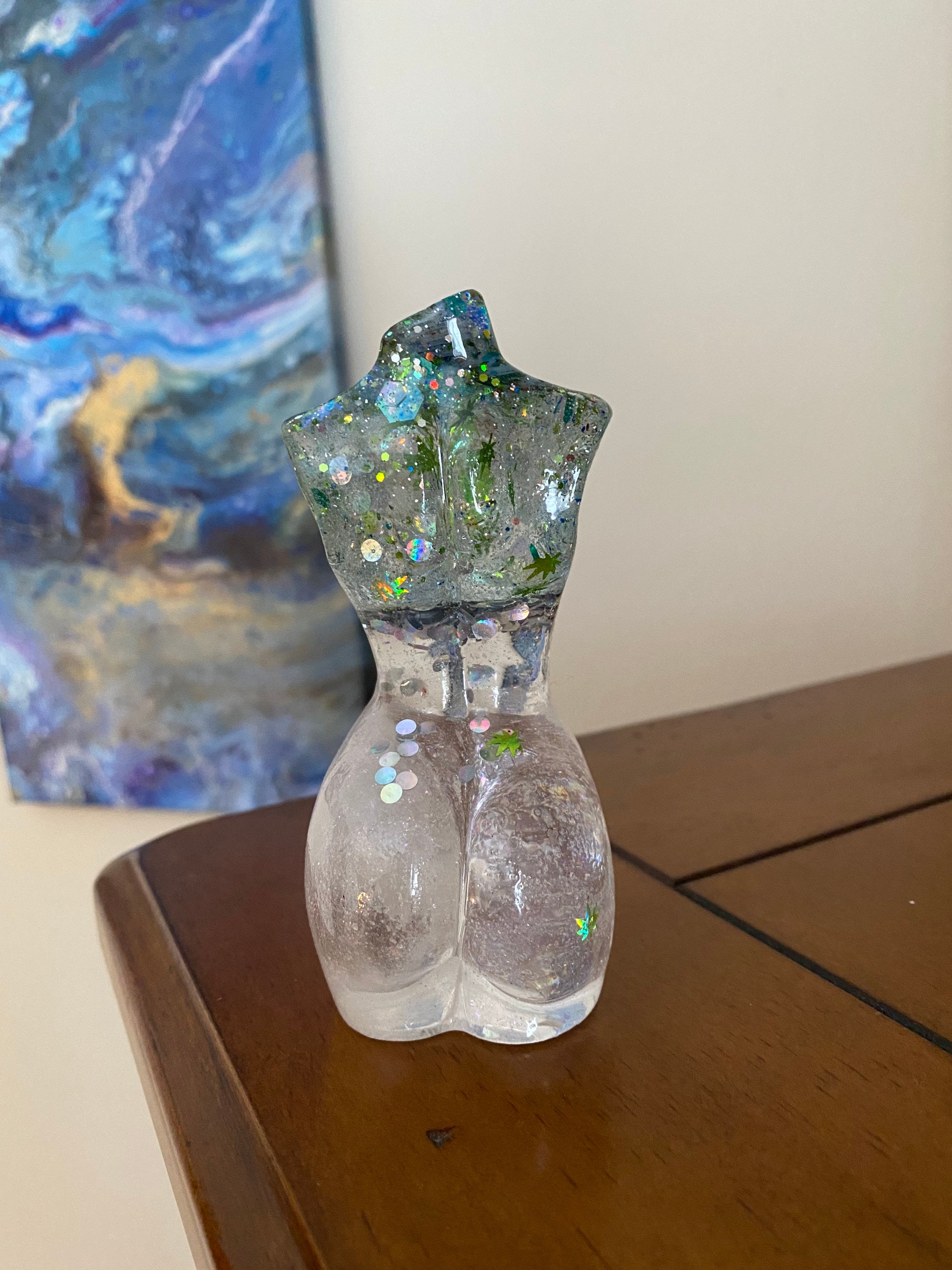 Glitter weed goddess statue pot leaf glitter woman figurine | Etsy