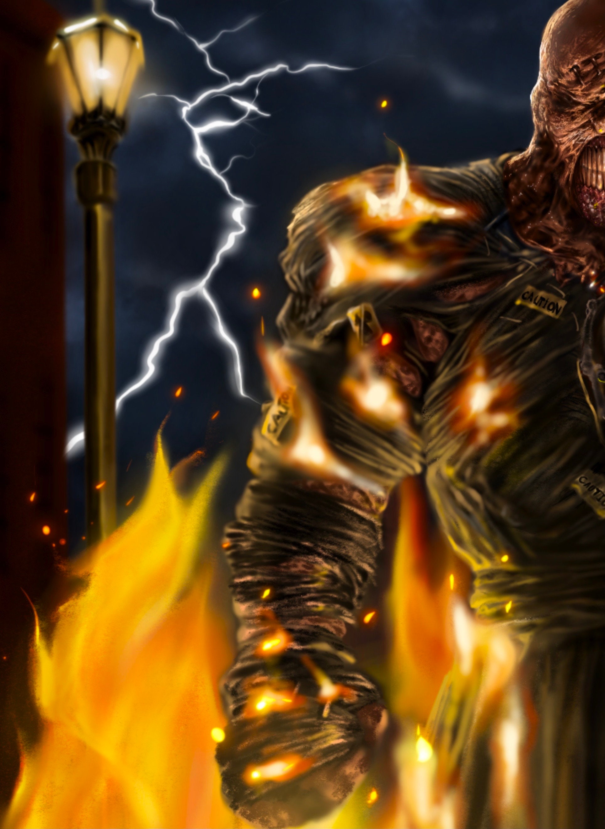 Nemesis - Resident Evil 3 Remake, Horror Video Game Drawing, Digital ...