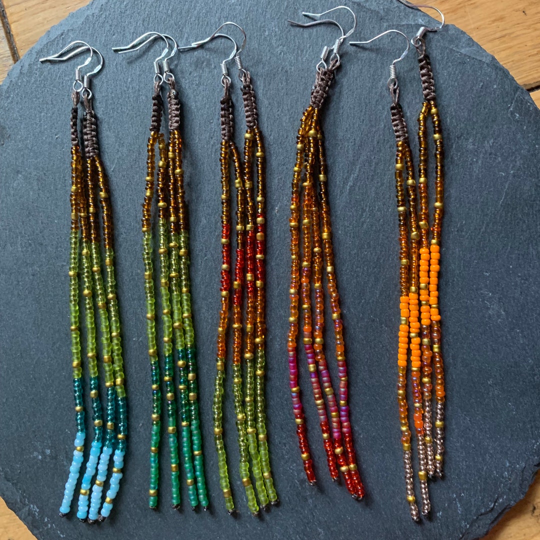 Seed Bead Earrings Dangle Earrings Colourful Earrings Boho Earrings ...