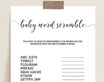 Baby Word Scramble. Baby Shower Game. Instant Download - Etsy
