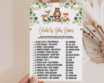 Woodland Baby Shower Game, Woodland Animals, Baby Abc Game, Watercolor ...