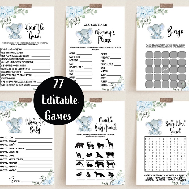 Blue Elephant Baby Shower - Etsy
