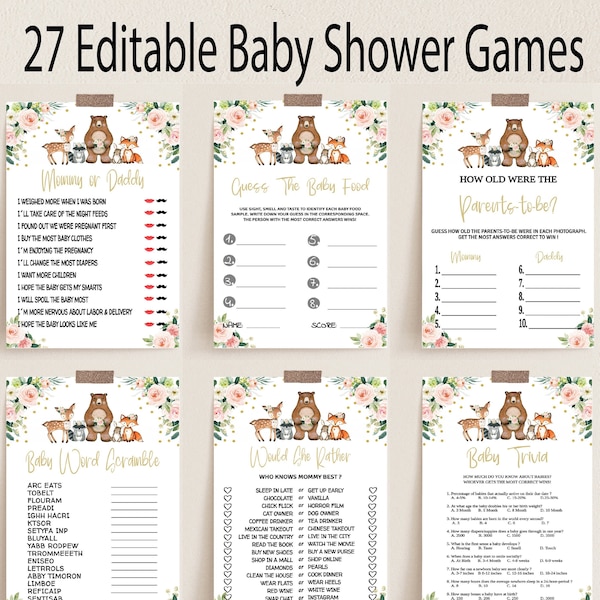 Woodland Baby Shower Printables - Etsy