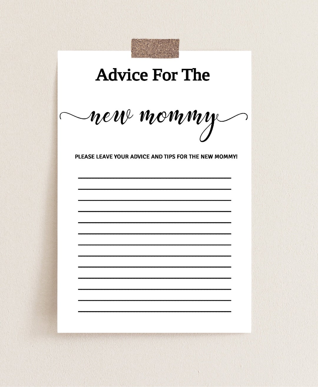 Advice for the New Mommy, Baby Shower Game, Instant Download, Baby ...