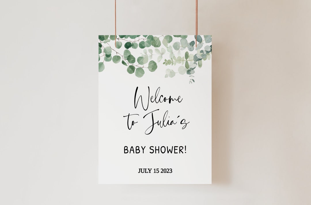 Editable Greenery Eucalyptus Baby Shower Welcome Sign - Etsy