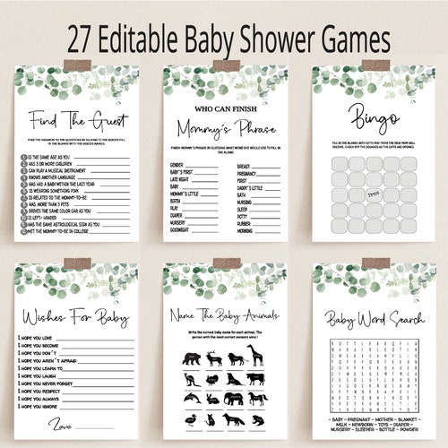 Editable Greenery Safari Jungle Baby Shower Game Bundle Wild - Etsy Canada