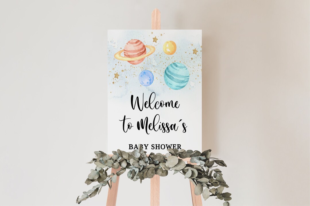 Editable Space Baby Shower Welome Sign, Outer Space Planets Moon ...