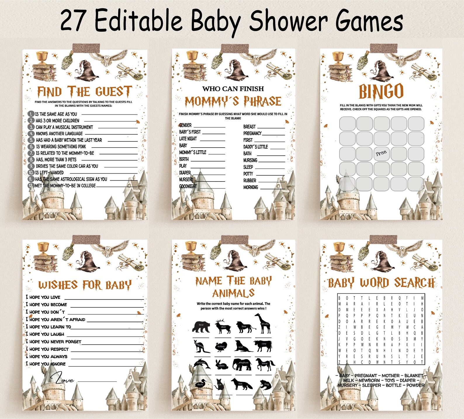 Wizard Baby Shower Games Editable Magic Baby Shower Game - Etsy UK