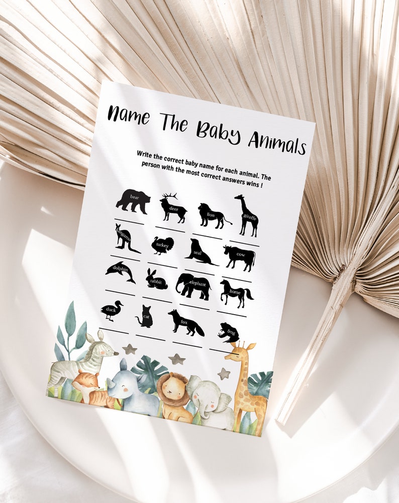 Jungle Safari Baby Shower Games Bundle Greenery Jungle - Etsy